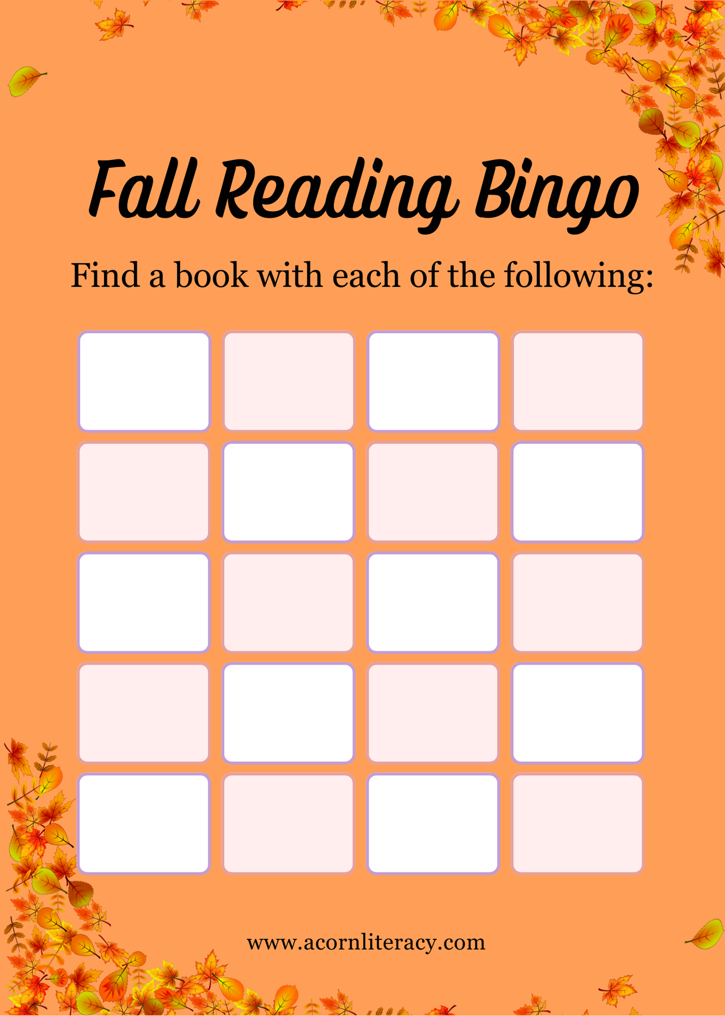 Fall for Reading with this Fun, Free Bingo Game - Acorn Tutoring & Advocacy